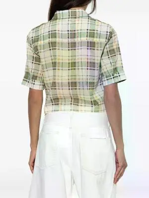 FRAME Checked Short-sleeve Cropped Shirt