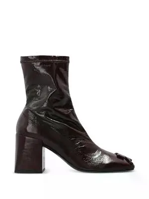 COURREGES Re-edition Logo-plaque Leather Ankle Boots - Red