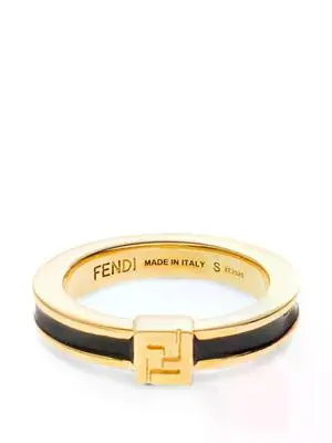 Fendi Ff Motif Enamel-detail Ring - Gold