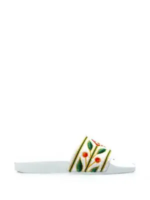Casablanca Embroidered Logo-patch Terry Cloth Slides - White