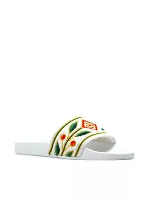 Casablanca Embroidered Logo-patch Terry Cloth Slides - White