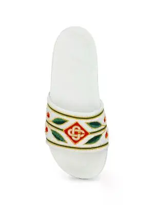 Casablanca Embroidered Logo-patch Terry Cloth Slides - White