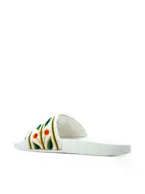 Casablanca Embroidered Logo-patch Terry Cloth Slides - White