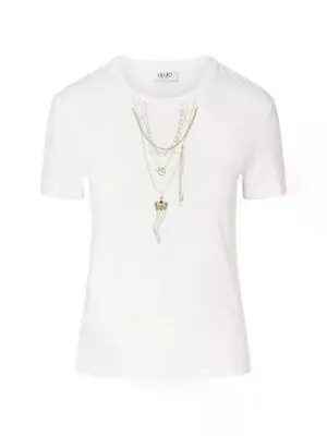 Liu Jo Graphic Print Rhinestone Embellished T-shirt - White