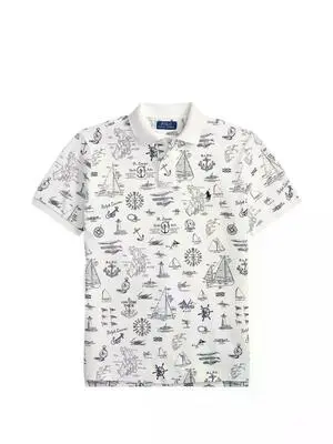 Polo Ralph Lauren Custom Slim Fit Nautical Mesh Polo Shirt - White