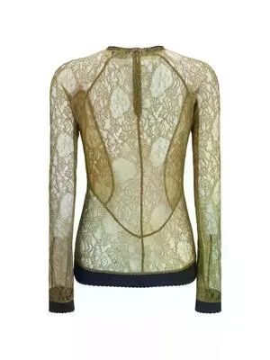 Attico Lace Panel Long Sleeve Top