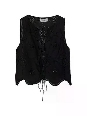 Matteau Broderie-anglaise Tie-fastening Top - Black
