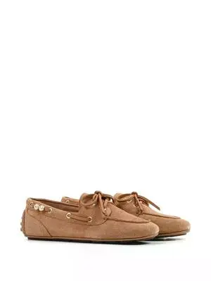 Karl Lagerfeld Ariella Suede Boat Shoes - Neutrals