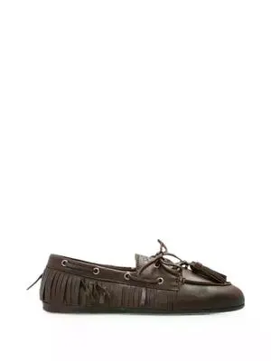 POSA Leather Fringe Detail Ballet Flats