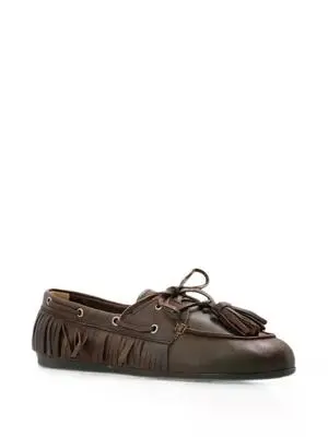 POSA Leather Fringe Detail Ballet Flats