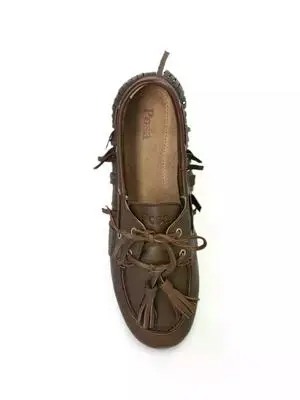 POSA Leather Fringe Detail Ballet Flats