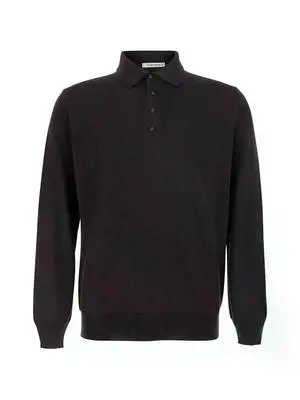 KANGRA Button-fastening Long-sleeve Polo Shirt - Brown