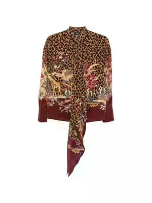 Etro Leopard-print Shirt With Pussy-bow Collar