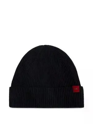 Kiton Logo-patch Ribbed-knit Beanie Hat - Blue