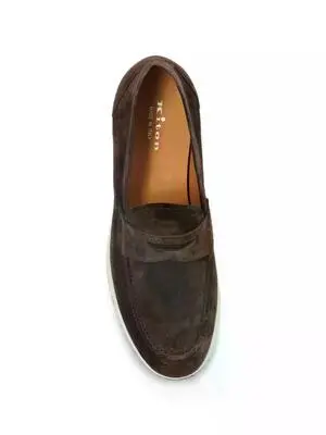 Kiton Suede Penny Slot Loafers