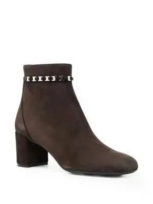 FERRAGAMO Gancini Plaque Suede Ankle Boots