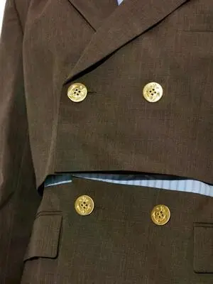 Sacai Double-breasted Layered Cropped Blazer
