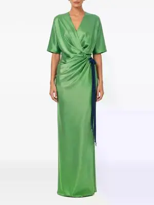 V:PM ATELIER Samantha Draped Maxi Dress - Green