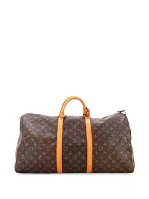 LOUIS VUITTON Monogram Canvas Keepall 55 Travel Bag - Brown