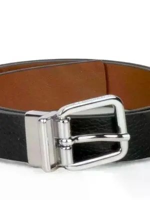 GIANNI CHIARINI Grained Leather Buckle Belt - Black