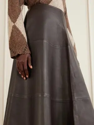 Altuzarra Varda Paneled Leather Midi Skirt
