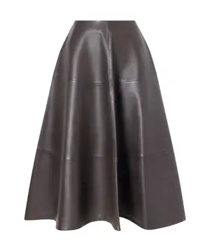 Altuzarra Varda Paneled Leather Midi Skirt - Brown