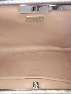 Prada 2013-2026 Metallic Saffiano Frame Clutch Bag