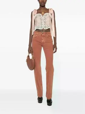 Chloé Chloé Lace-Trim Floral-Print Cropped Top Pink