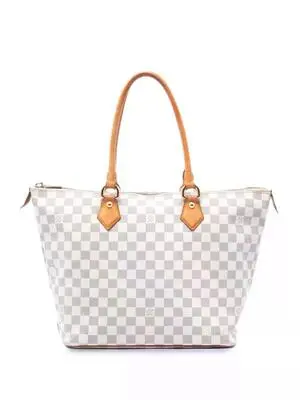 LOUIS VUITTON Damier Azur Saleya Mm Tote Bag - White
