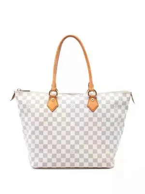 LOUIS VUITTON Damier Azur Saleya Mm Tote Bag - White
