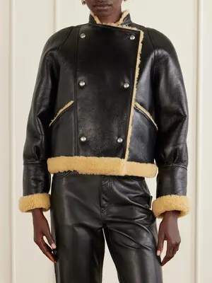 Altuzarra Kenny Shearling-trimmed Leather Coat - Black