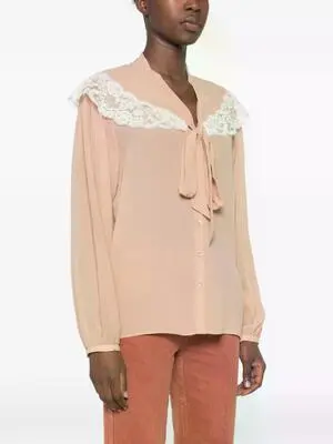 Chloé Lace-trimmed Silk Georgette Blouse