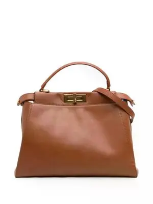 Fendi 2010-2026 Medium Calfskin Peekaboo Iconic Satchel - Brown