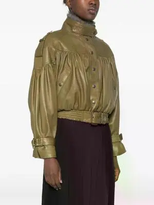 Chloé Belted Gathered Leather Jacket