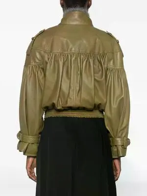 Chloé Belted Gathered Leather Jacket