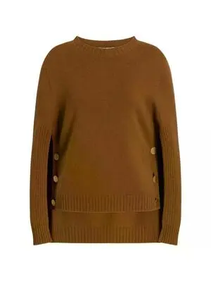 Alberta Ferretti Button-embellished Cape-style Sweater - Brown