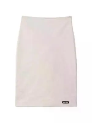 Miu Miu Stretch Poplin Pencil Skirt With Washed Treatment