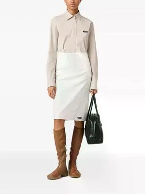 Miu Miu Stretch Poplin Pencil Skirt With Washed Treatment