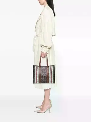 Burberry 2018-2023 Tb Monogram E Canvas Stripe Book Tote Bag