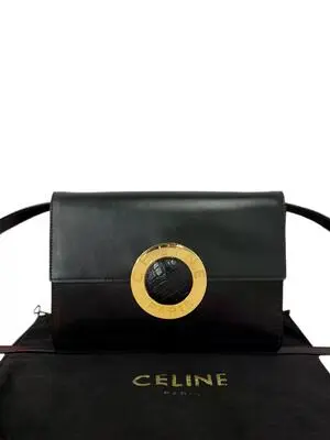 Celine 2010 Calfskin Circle Logo Crossbody Bag