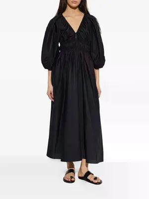 Matteau Shirred Plunge-neck Dress - Black