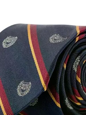 Gant Crest-embroidered Striped Neck Tie - Blue