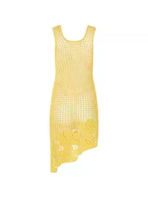 PARAMIDONNA Leila Asymmetric Crochet Midi Dress