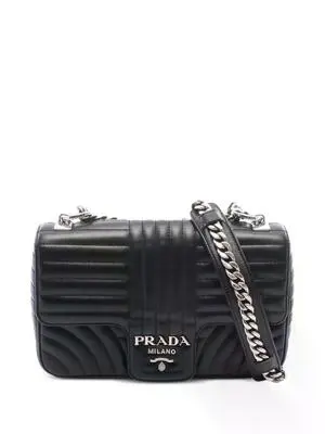 Prada Soft Calf Impunture Diagramme Bag - Black
