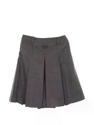 Miu Miu Pleated Plaid Mini Skirt