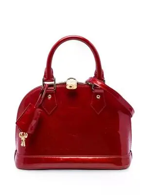 LOUIS VUITTON 2015 Monogram Vernis Alma Bb Satchel - Red