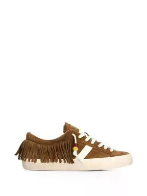 D.a.t.e. Hill Low Suede Fringe & Bead Embellished Lace-up Sneakers - Brown