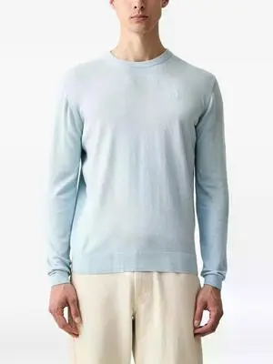 Karl Lagerfeld Fine Knit Embroidered Logo Sweater - Blue