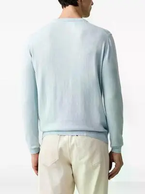 Karl Lagerfeld Fine Knit Embroidered Logo Sweater - Blue