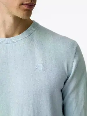 Karl Lagerfeld Fine Knit Embroidered Logo Sweater - Blue